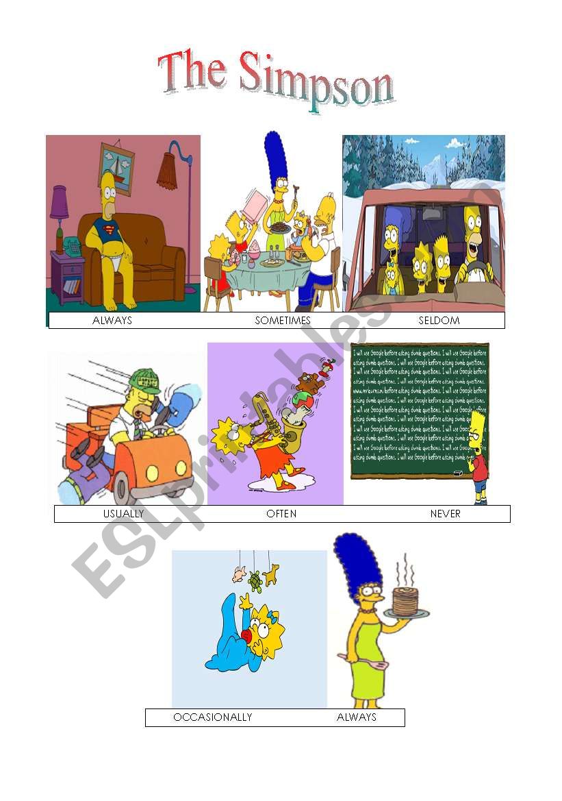 English worksheets: The Simpson´s routine part 1