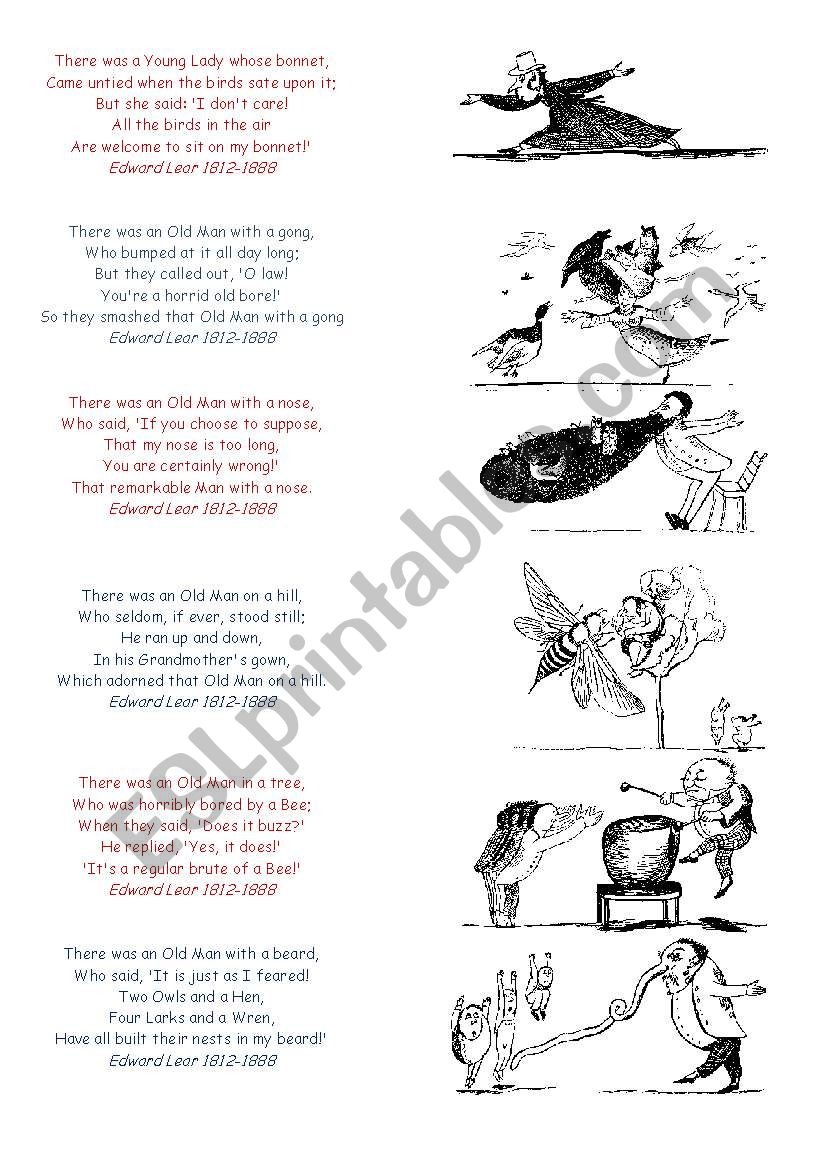 What´s a limerick ? create your own poem - ESL worksheet by estelle73
