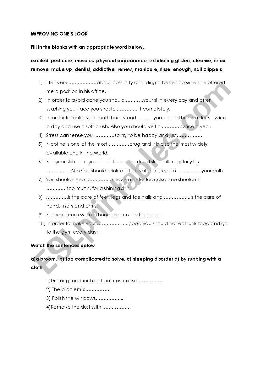 Improving One´s Look - ESL worksheet by venusx