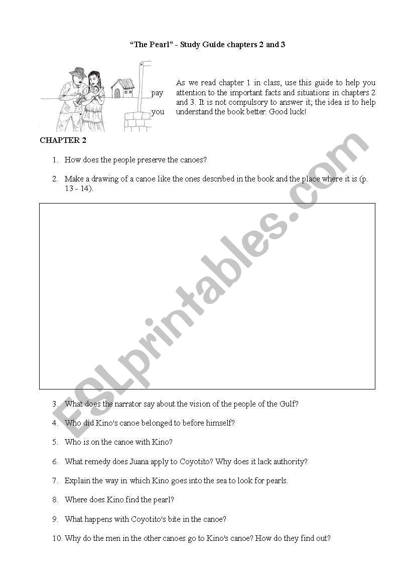 English worksheets: Steinbeck´s The Pearl reading guide, ch 2 and 3