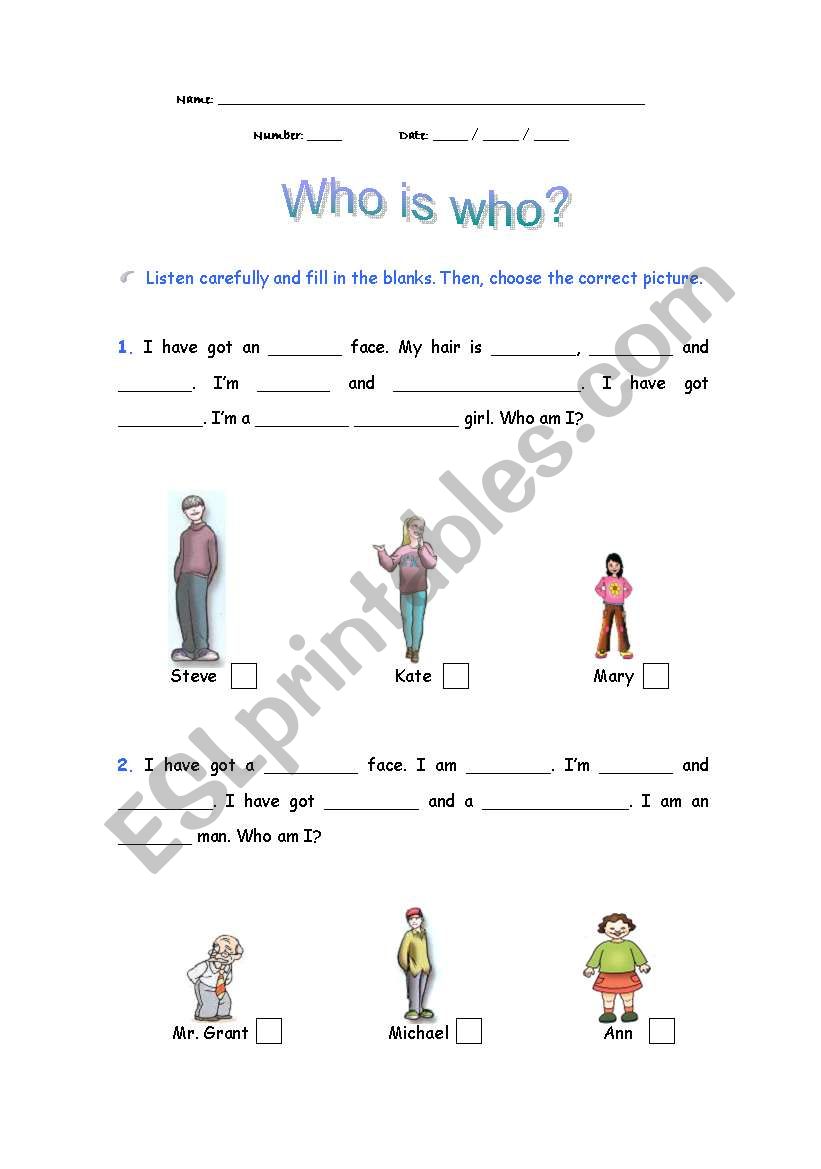 English worksheets: Who´s Who?