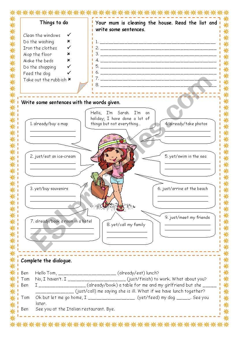Just Already Still Yet Worksheet Esl Worksheet By Shironeko