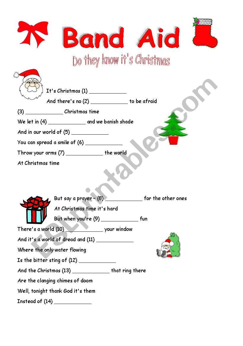 Band Aid - Do they Know It´s Christmas (song) - ESL worksheet by mada_1