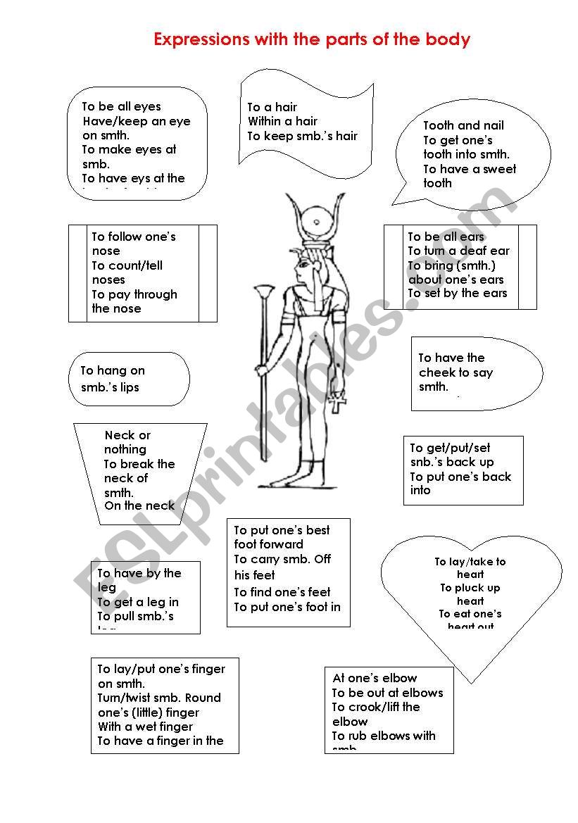 idioms and expressions with the parts of human´s body - ESL worksheet ...