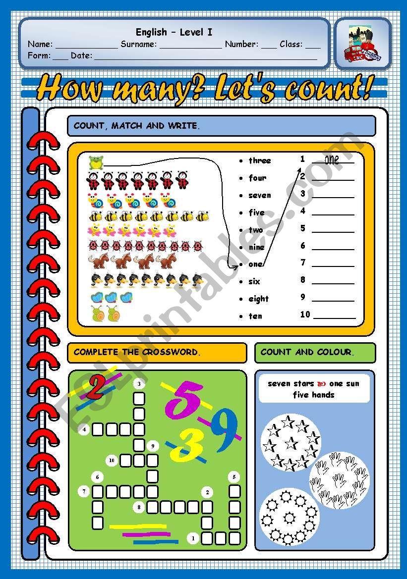 HOW MANY? LET´S COUNT! 2 - ESL worksheet by xani
