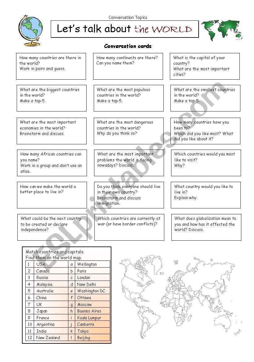 Let´s talk about the WORLD - ESL worksheet by PhilipR