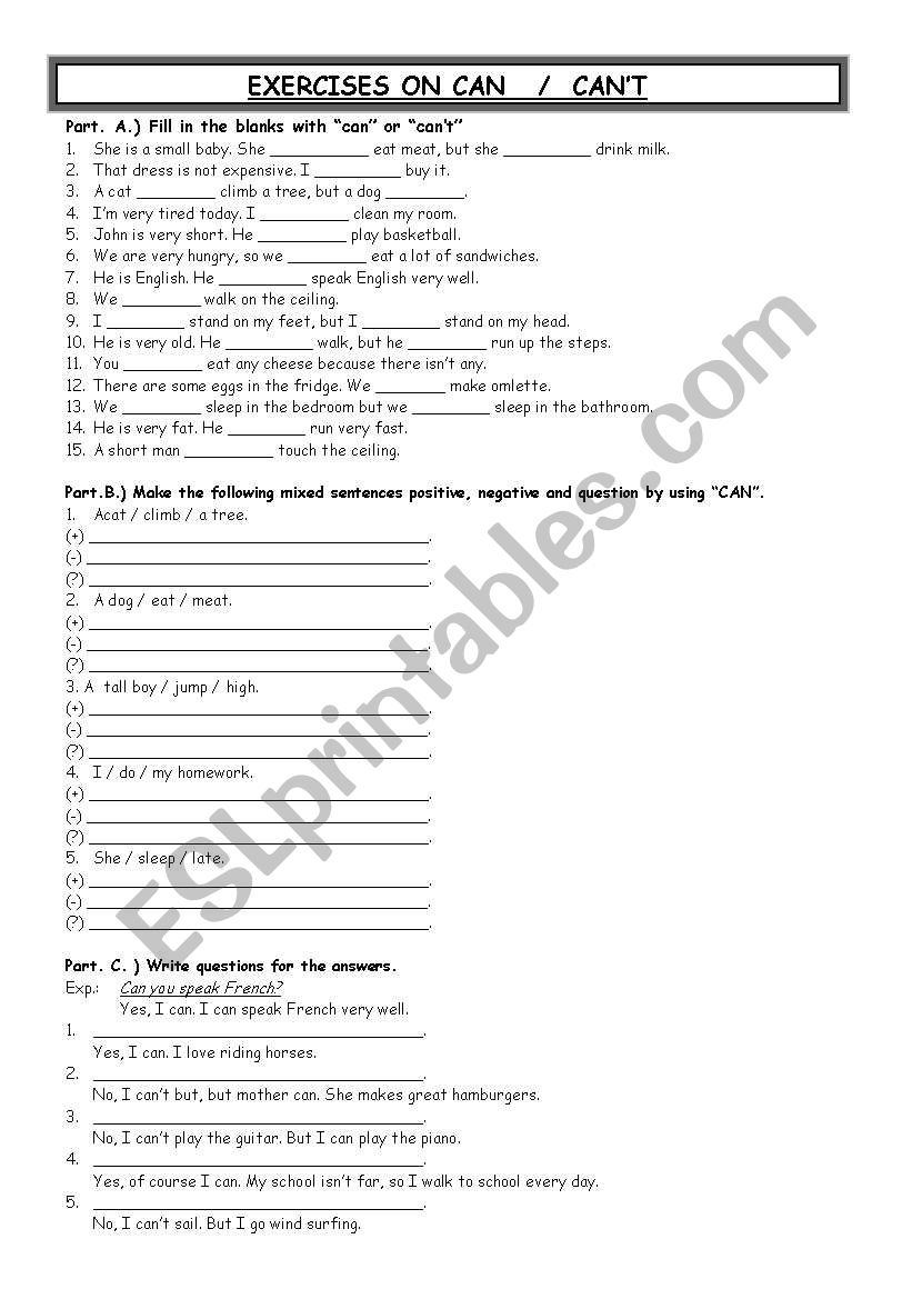 CAN - CANÂ´T USAGE - ESL worksheet by bernaerkut