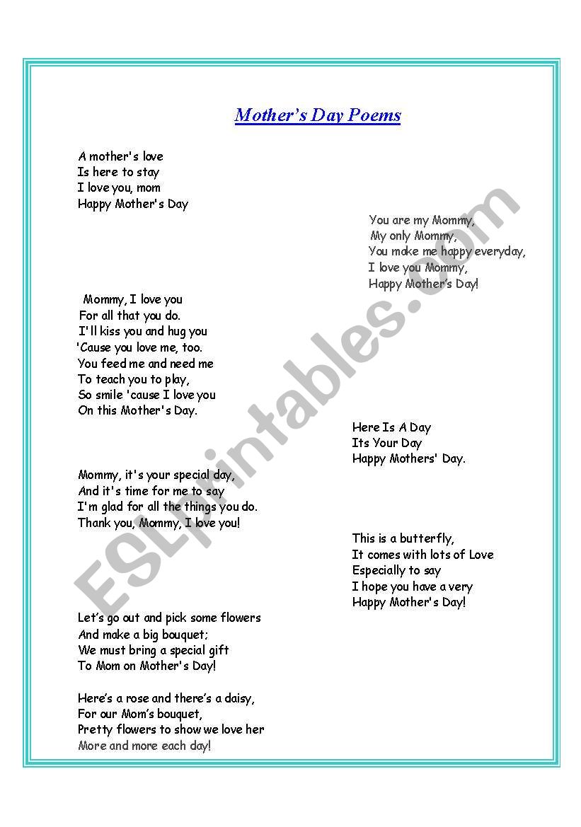 MOTHER´S DAY - ESL worksheet by alexlavi