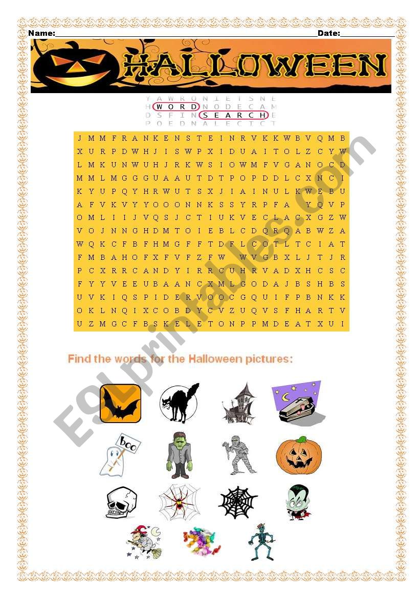 Halloween word search! - ESL worksheet by mmb916