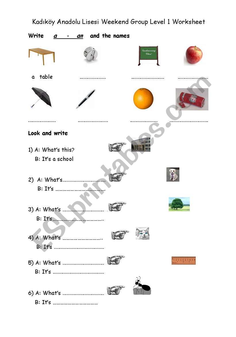 a/an/what´s this/what´s that - ESL worksheet by safakerturan