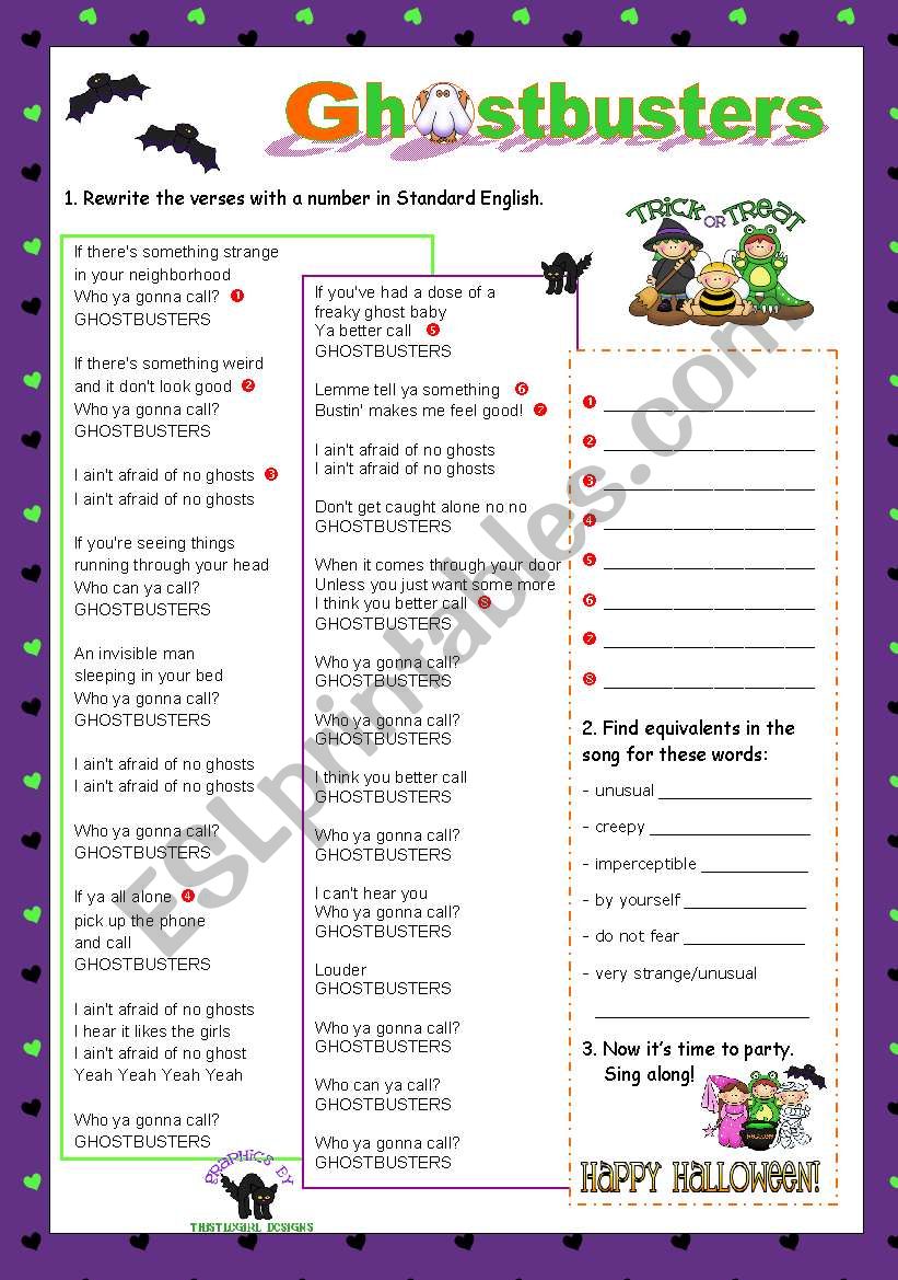 Halloween Set (6) - Let´s Party: Ghostbusters - ESL worksheet by mena22