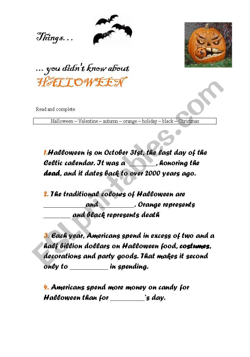 things you didn´t know about Halloween - ESL worksheet by laups
