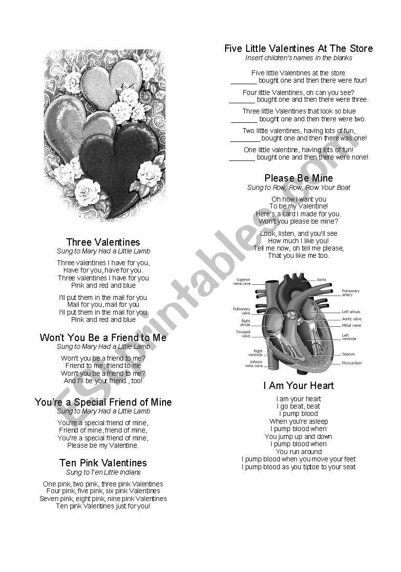 Valentine´s Day Songs and Poems (Part 2) - ESL worksheet by BradleyMan