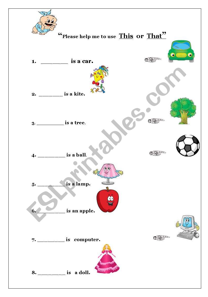 Use Of This And That Worksheet For Kids