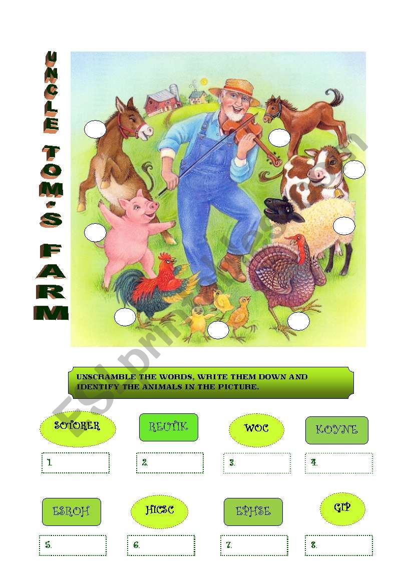 UNCLE TOM´S FARM - ESL worksheet by mariaolimpia