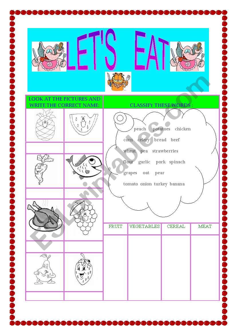 English worksheets: LET´S EAT