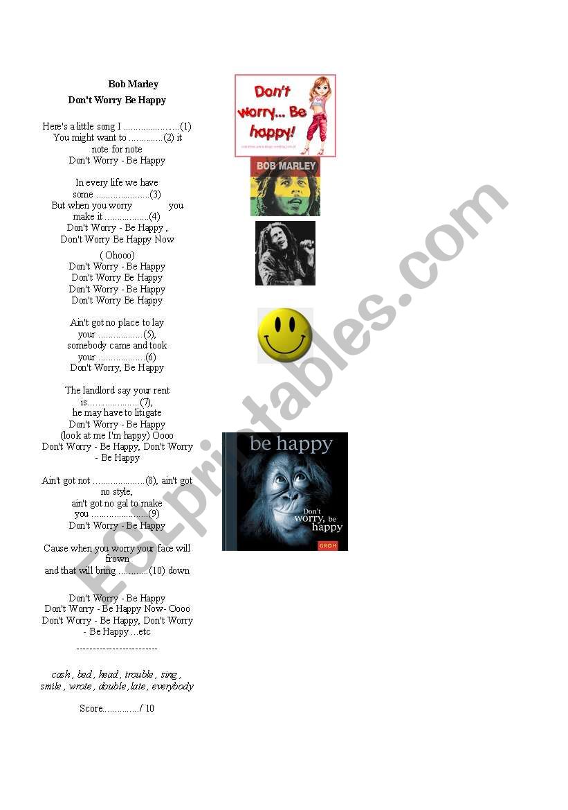 song - don´t worry, be happy - ESL worksheet by folanmix