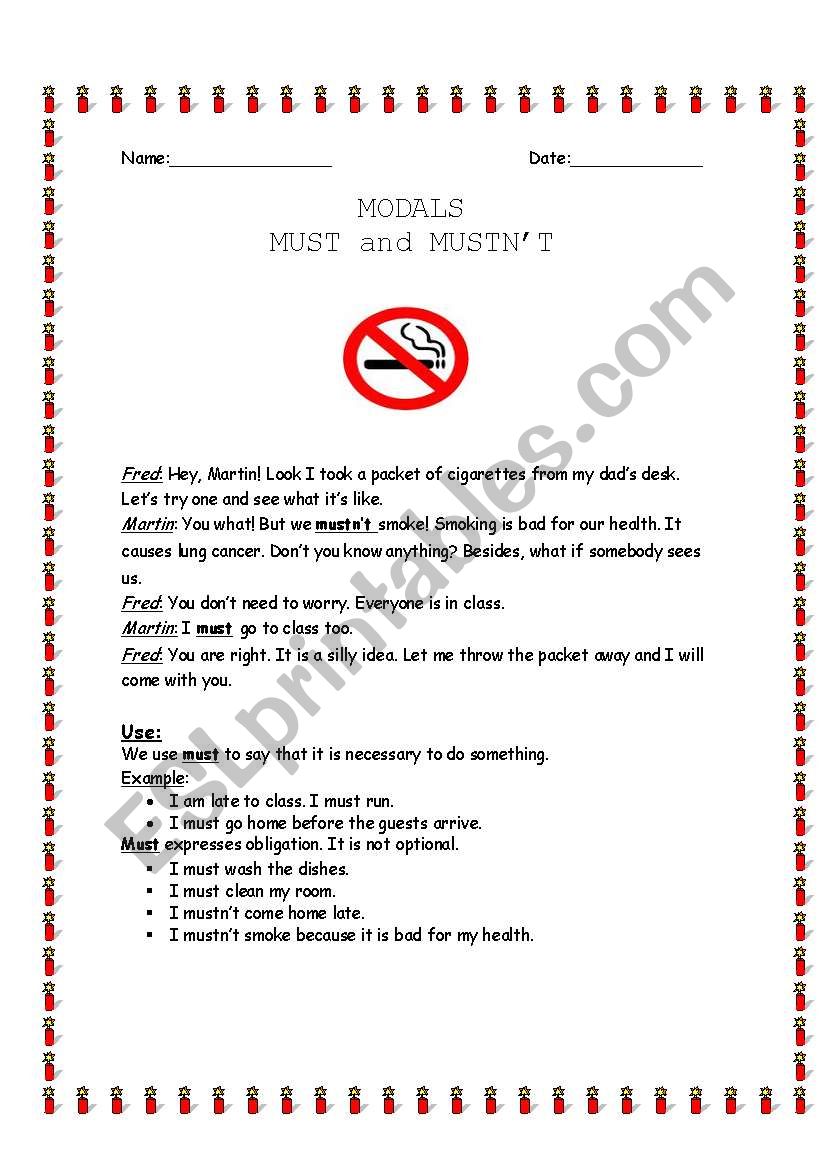 Must and Mustn´t - ESL worksheet by mimila