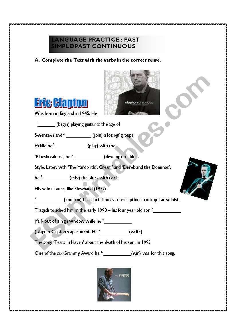Eric Clapton´s Biography - ESL worksheet by zhlebor