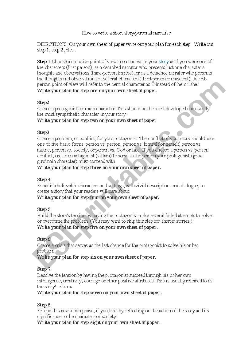 How to write a short story - ESL worksheet by alaajarban