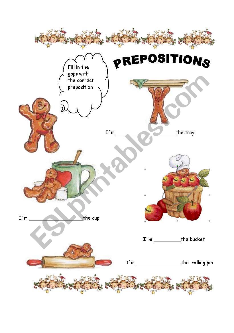 WhereÂ´s gingerbread man ? Prepositions 1 - ESL worksheet by laura ...