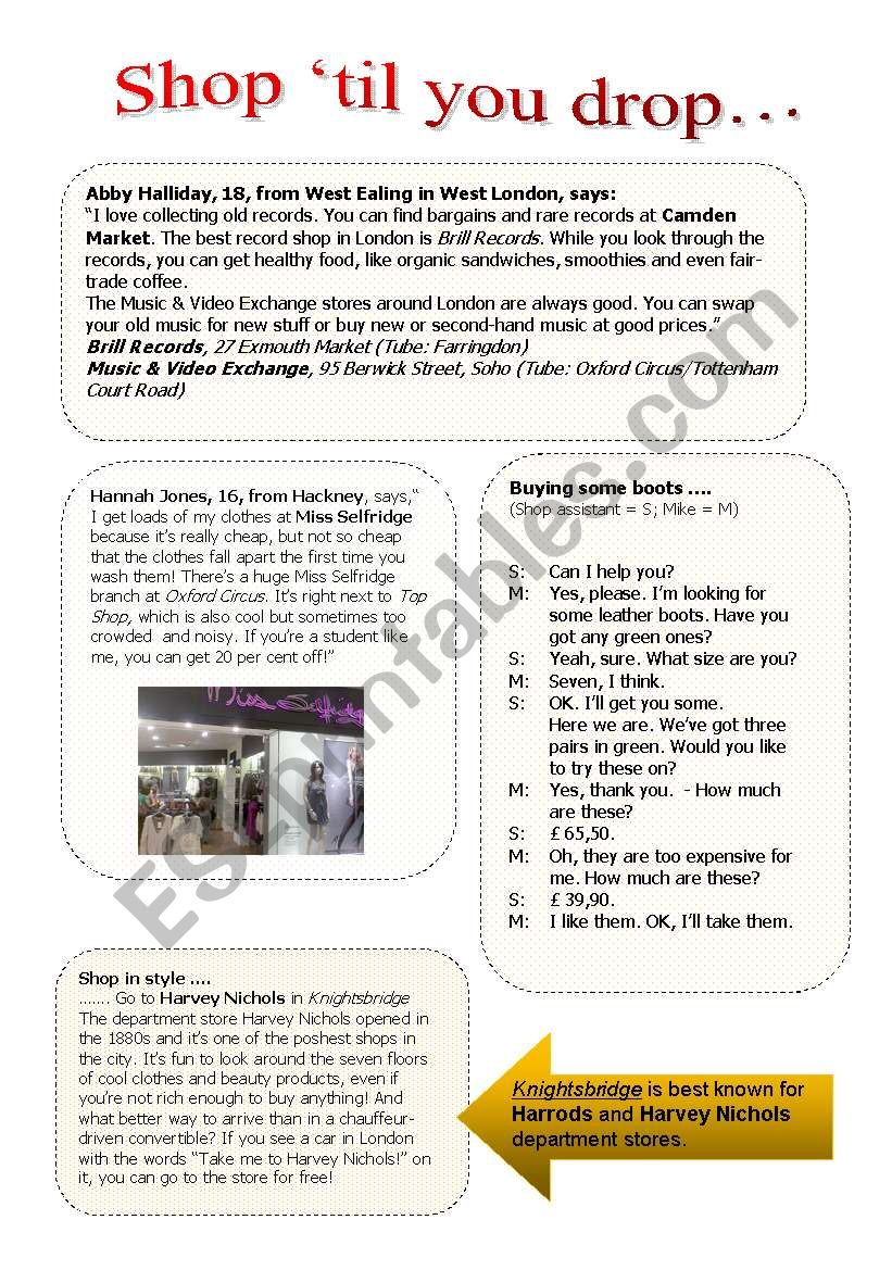 Shop Â´til you drop - ESL worksheet by mcamca