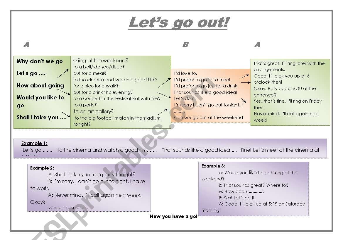 Let´s go out! - ESL worksheet by Amanda W