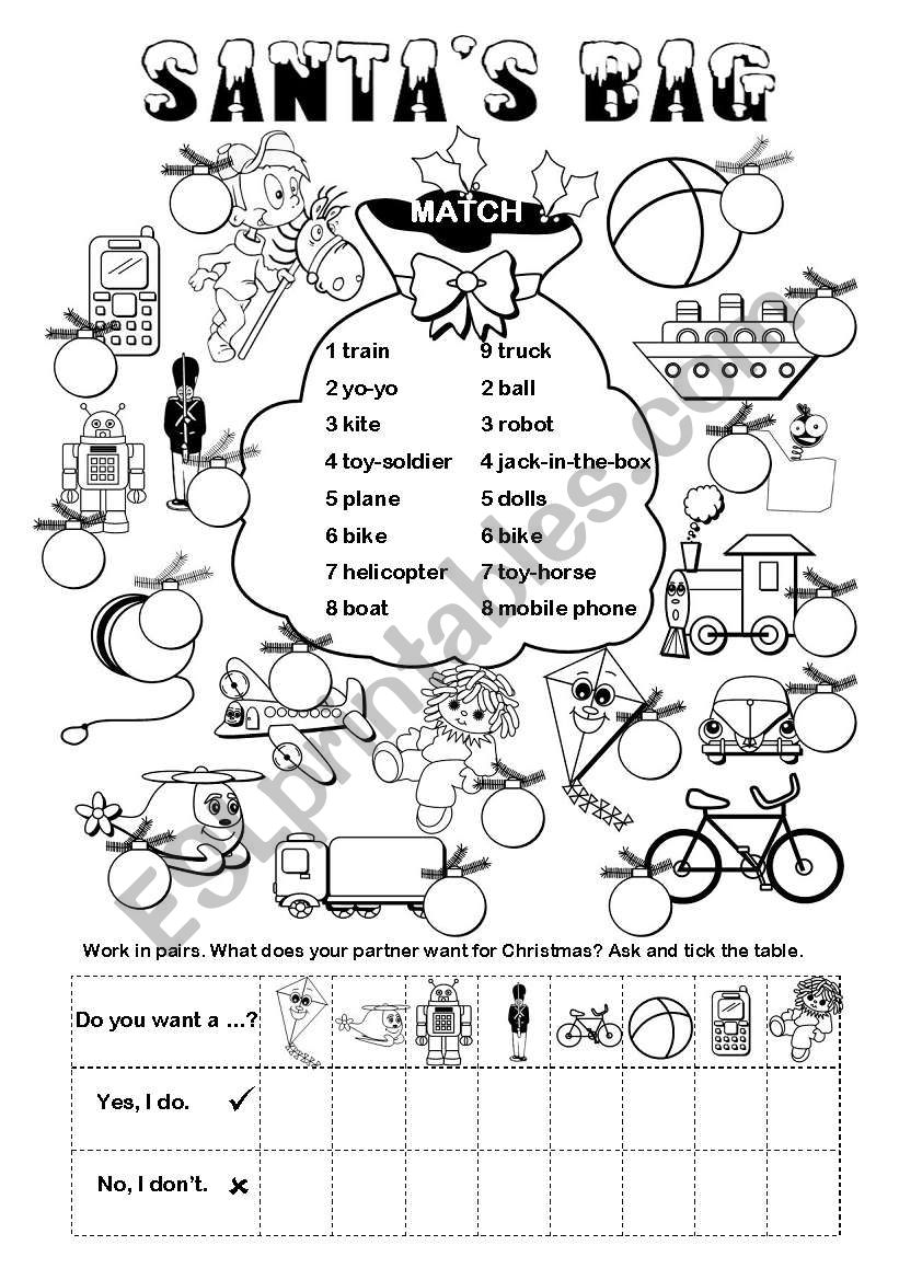 Santa´s Bag - ESL worksheet by gabitza