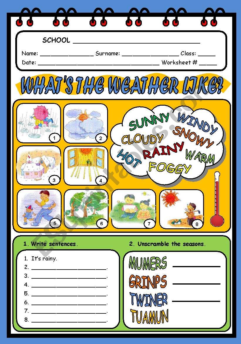 WHAT´S THE WEATHER LIKE? - ESL worksheet by evelinamaria