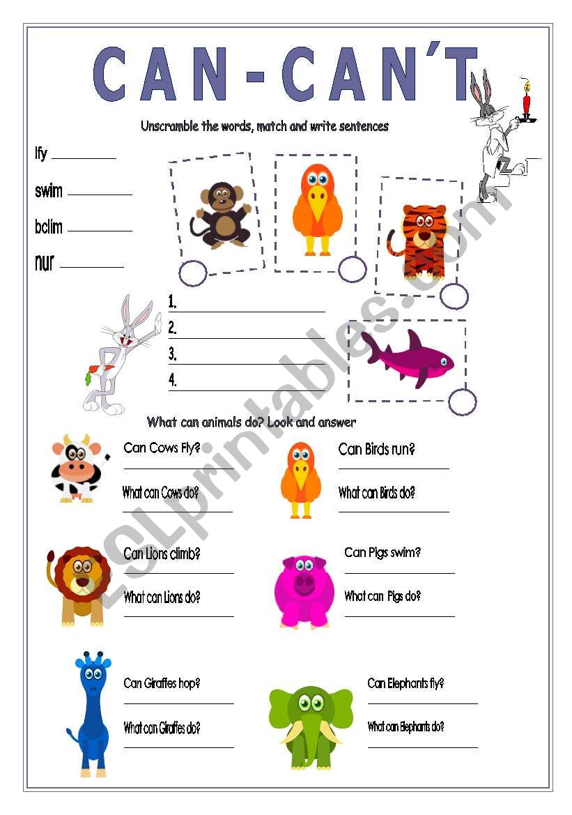 CAN & CAN´T - - ESL worksheet by lolelozano CAN & CAN´T - - ESL worksheet by lolelozano