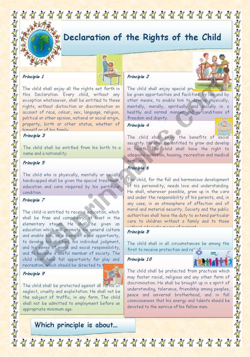 CHILDREN´S RIGHTS DAY - NOVEMBER 20th - ESL worksheet by knds