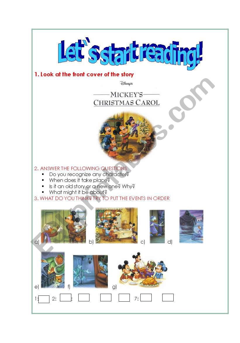 English worksheets: Let`s start reading!