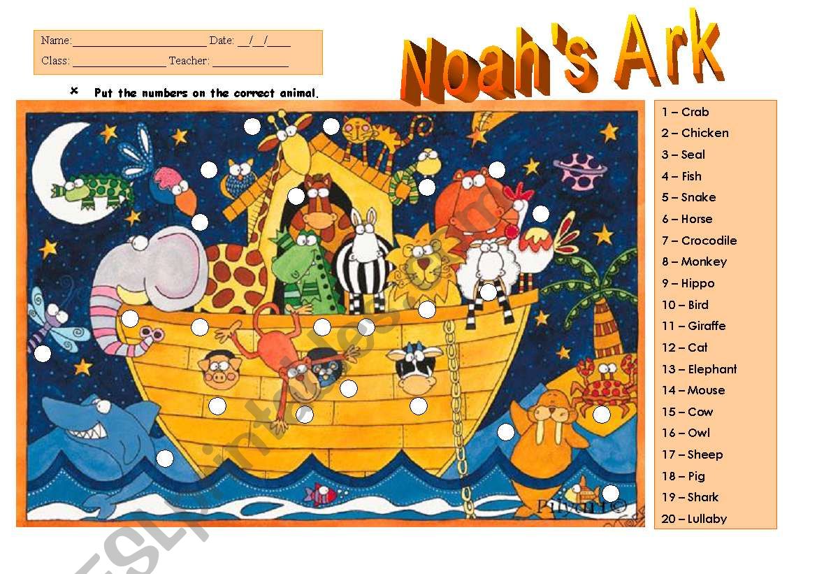 Noah´s Ark 3 - ESL worksheet by sandraamaro