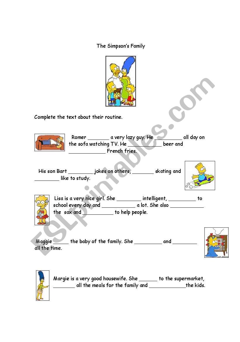 English worksheets: The Simpson´s Routine