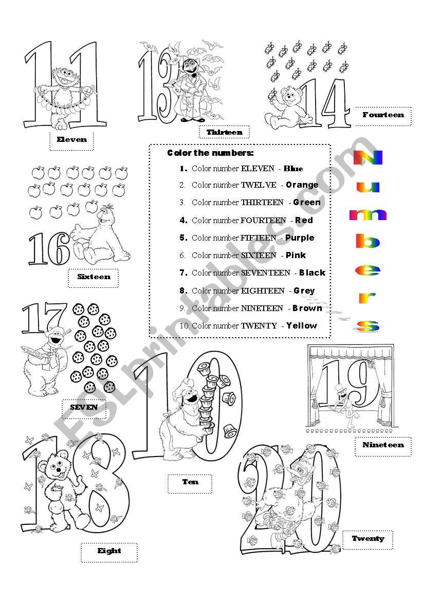 Numbers 11 20 ESL Worksheet By Nguyenngocanh