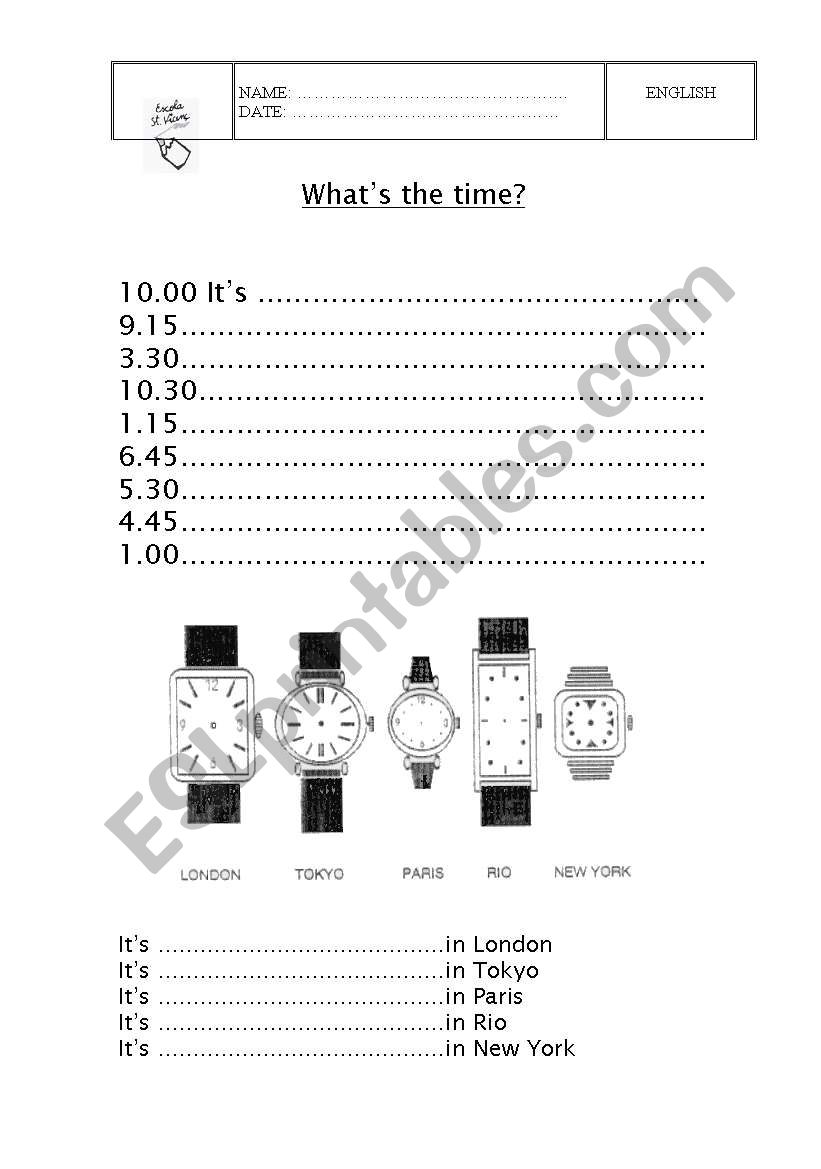 WHAT´S THE TIME? - ESL worksheet by anabelen