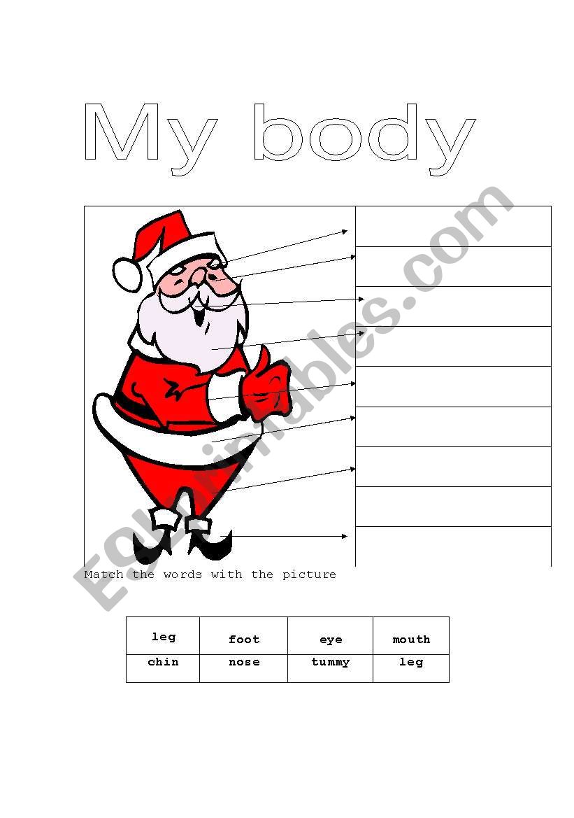 Santa´s body - ESL worksheet by marietjievg