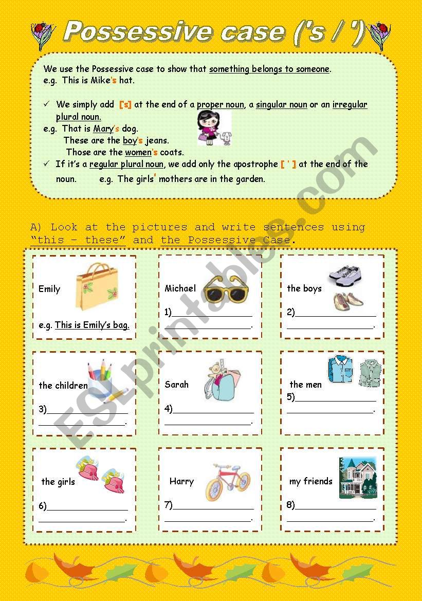 Possessive Case - Who´s/ Whose - ESL worksheet by vickyvar