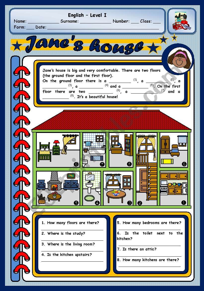 JANE´S HOUSE - ESL worksheet by xani