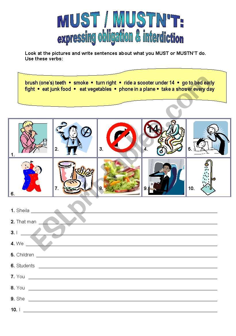 MUST & MUSTN´T - ESL worksheet by Morrisons Eyes