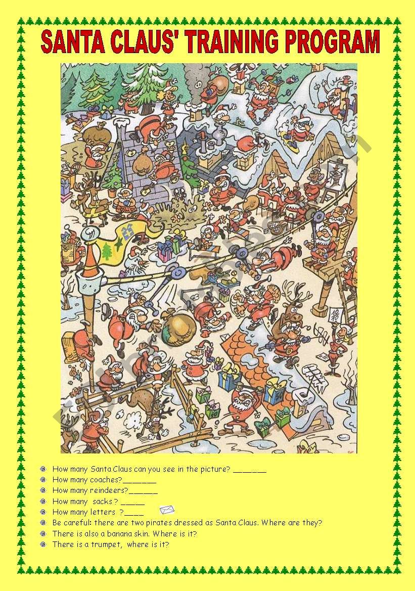 SANTA CLAUS´ TRAINING PROGRAM - ESL worksheet by Lancillotta:
