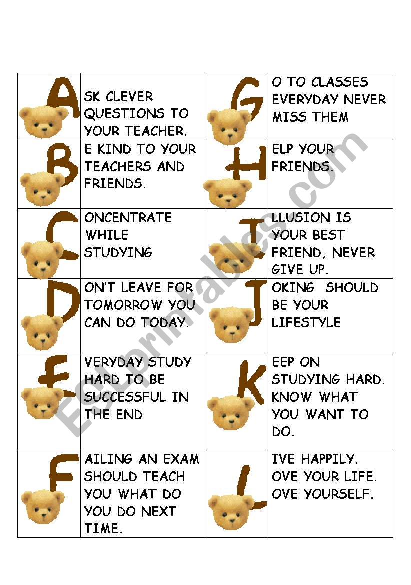 STUDENT´s ABC - ESL worksheet by pppiiinnnaaarrr