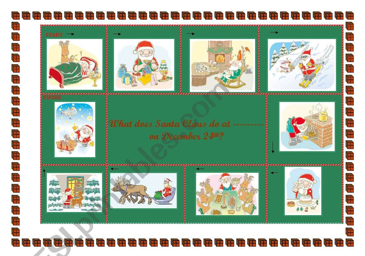 Santa´s routine - The Time - ESL worksheet by Maria Elena Viglianco