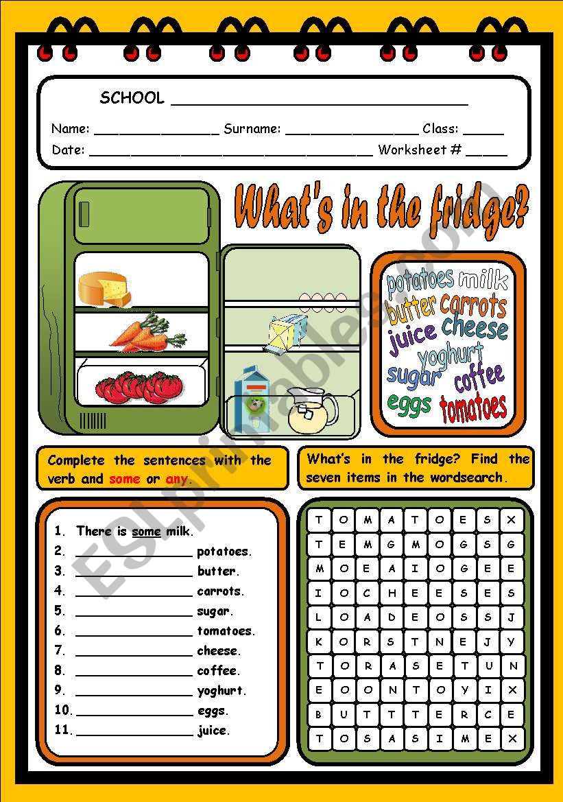 WHATÂ´S IN THE FRIDGE? - ESL worksheet by evelinamaria