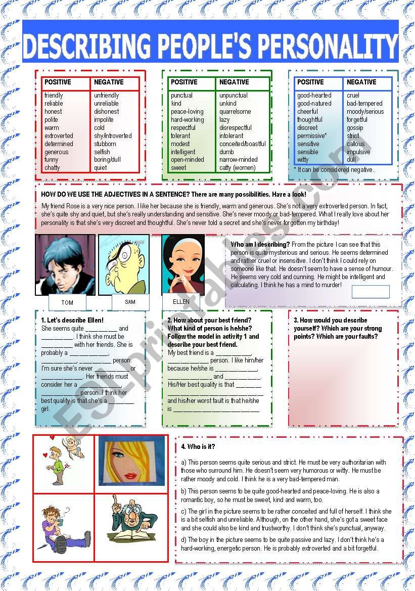 Describing peopleÂ´s personality - ESL worksheet by Nuria08