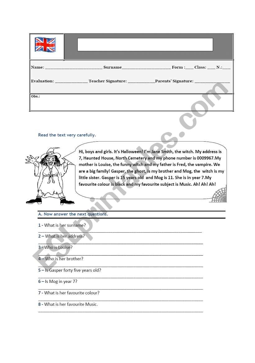 Halloween test - ESL worksheet by xavierjuliao Halloween test - ESL worksheet by xavierjuliao
