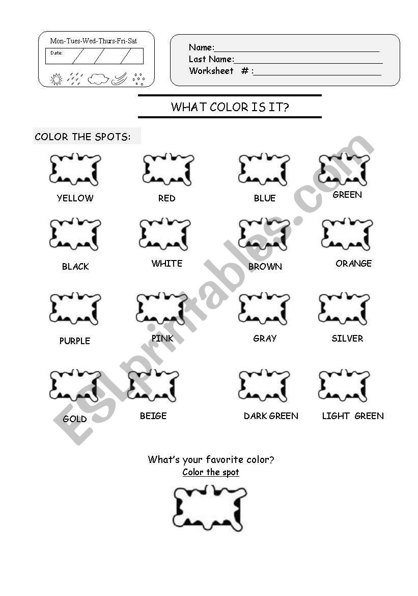 English worksheets: What´s your favorite color?