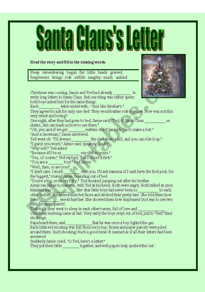 Santa Claus´s Letter - ESL worksheet by tentere