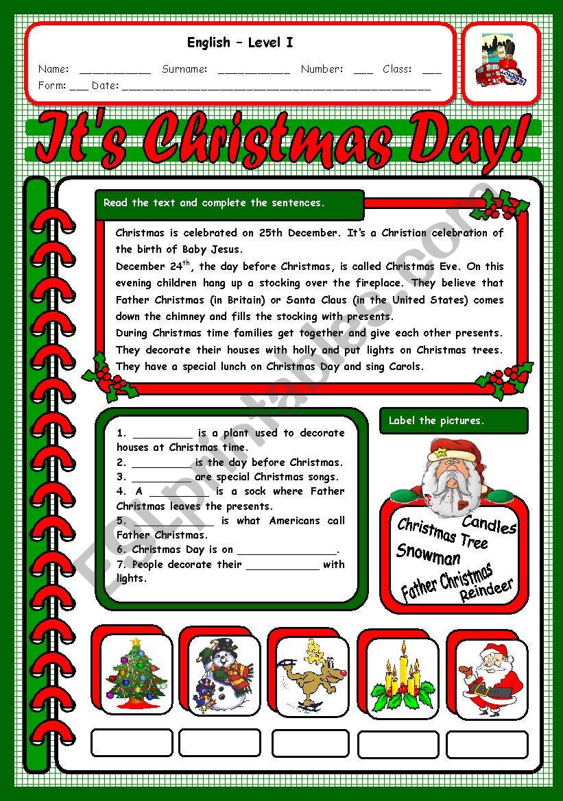 IT´S CHRISTMAS DAY 2 - ESL worksheet by xani