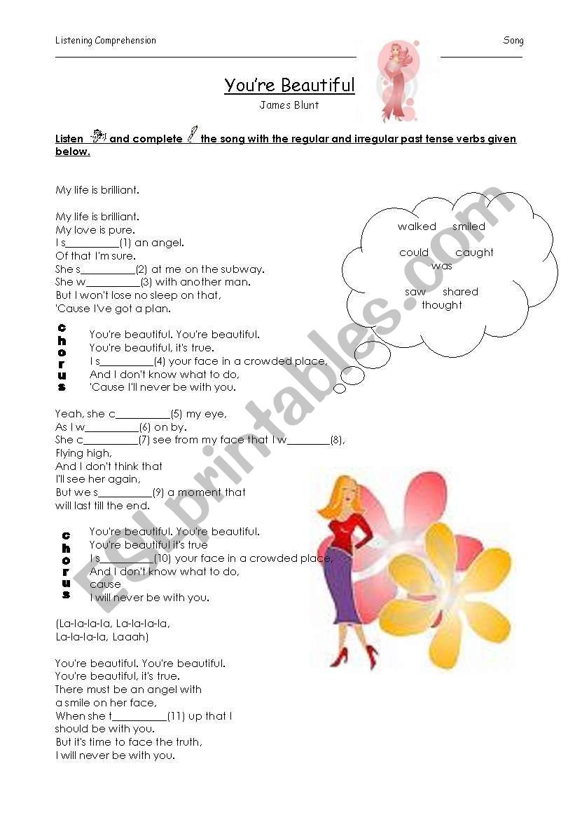 You´re Beautiful by James Blunt - ESL worksheet by Santa Fe